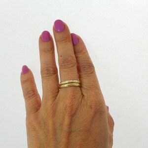 Raw Gold Bridal Rings Set, Engagement and Wedding Bands Handmade of 14K ...