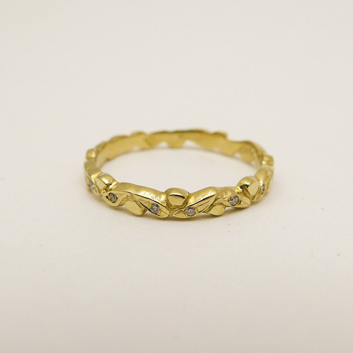 Slim Engagement Ring for Women Thin Gold and Diamonds Wedding | Etsy