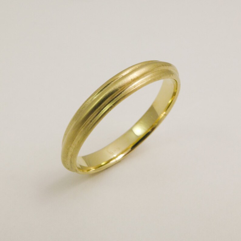 Vintage Style Gold Wedding Band Simple Brushed Gold Wedding - Etsy