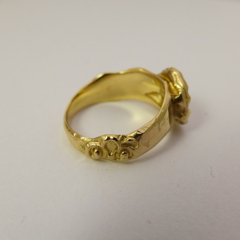 Nautical Gold Ring, 14K / 18K Solid Gold Signet Ring, Unique Ring for ...