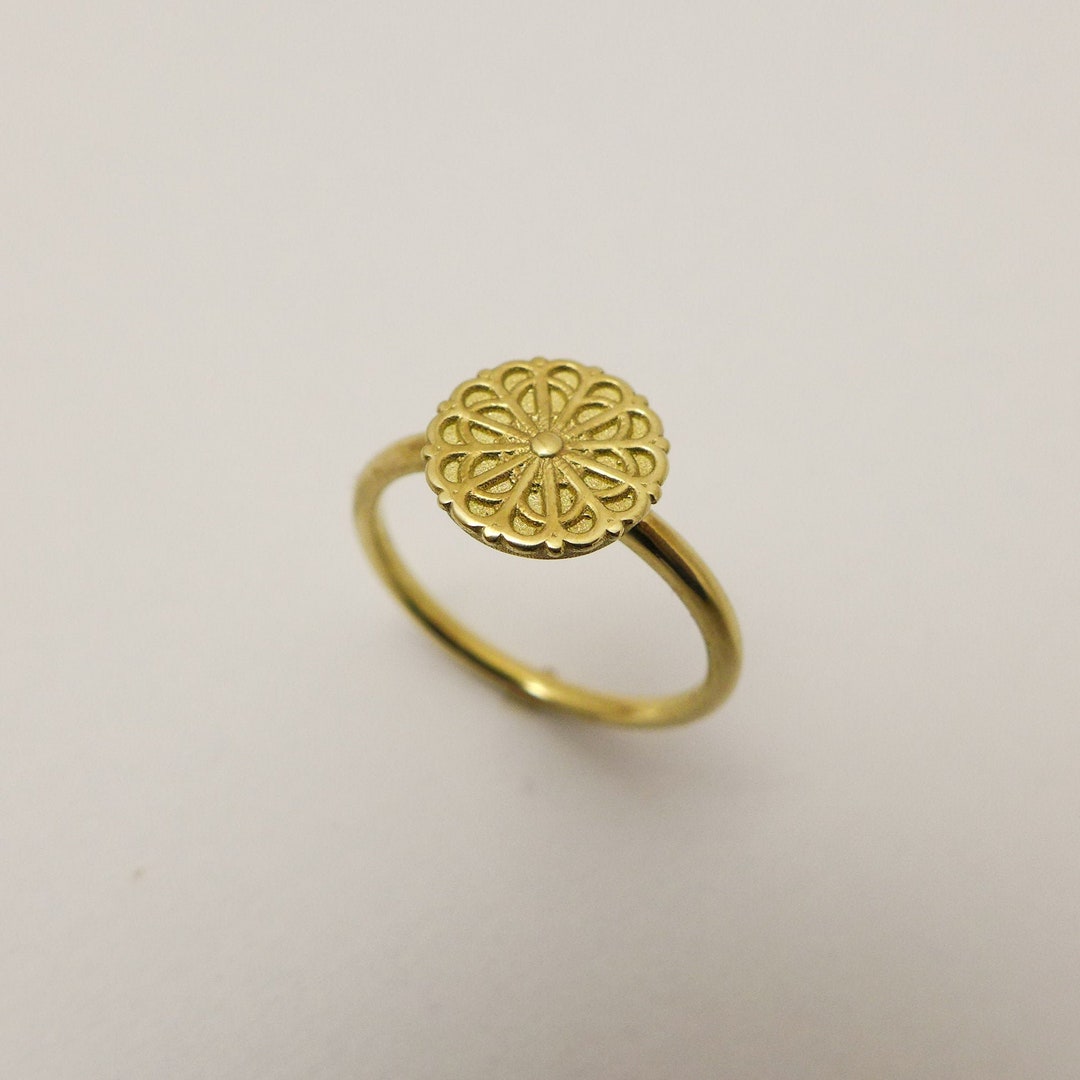 Unique 14K / 18K Solid Gold Ring for Women, Handmade Dainty Floral ...