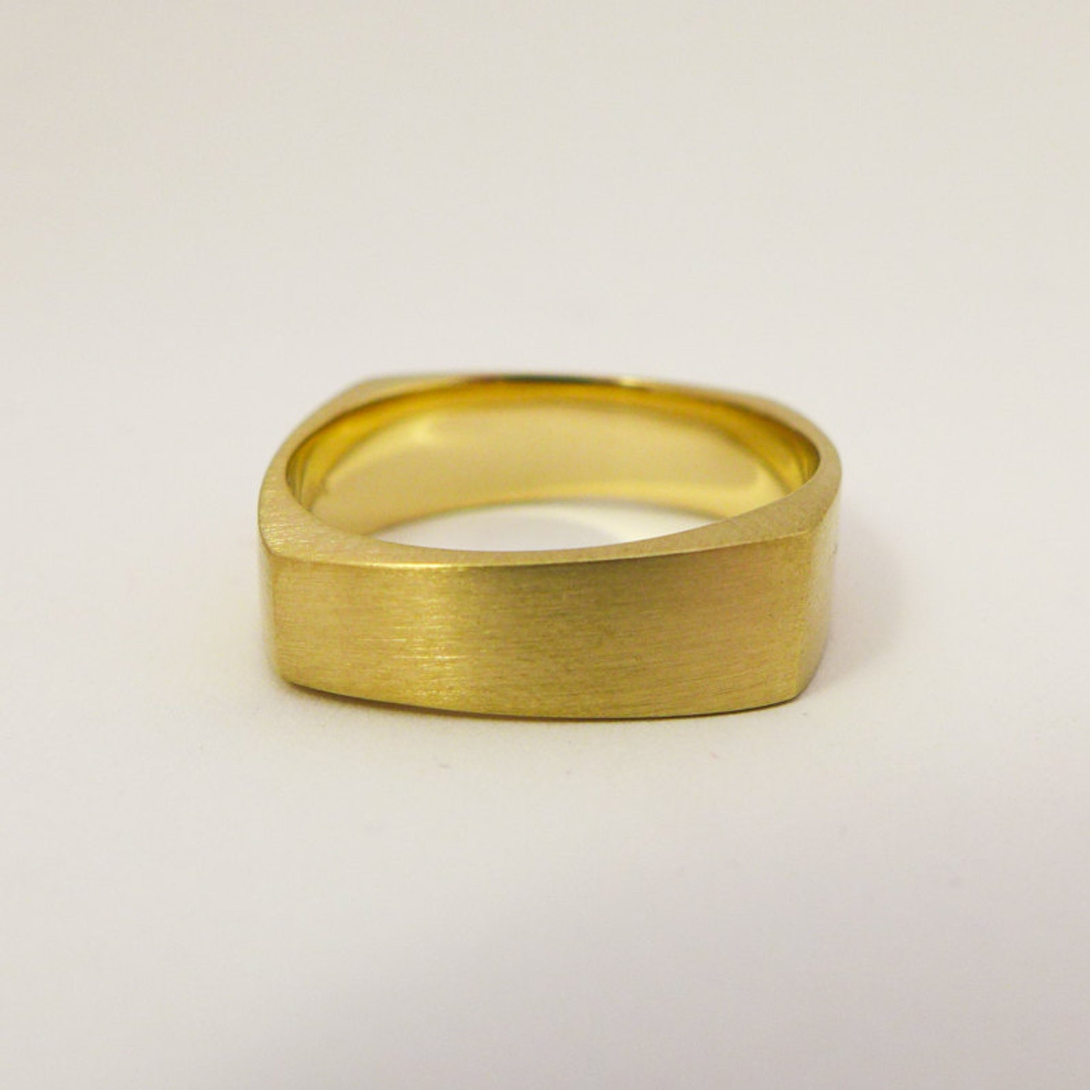 Unique Square Wedding Ring for Men and Women Handmade of 14K / | Etsy