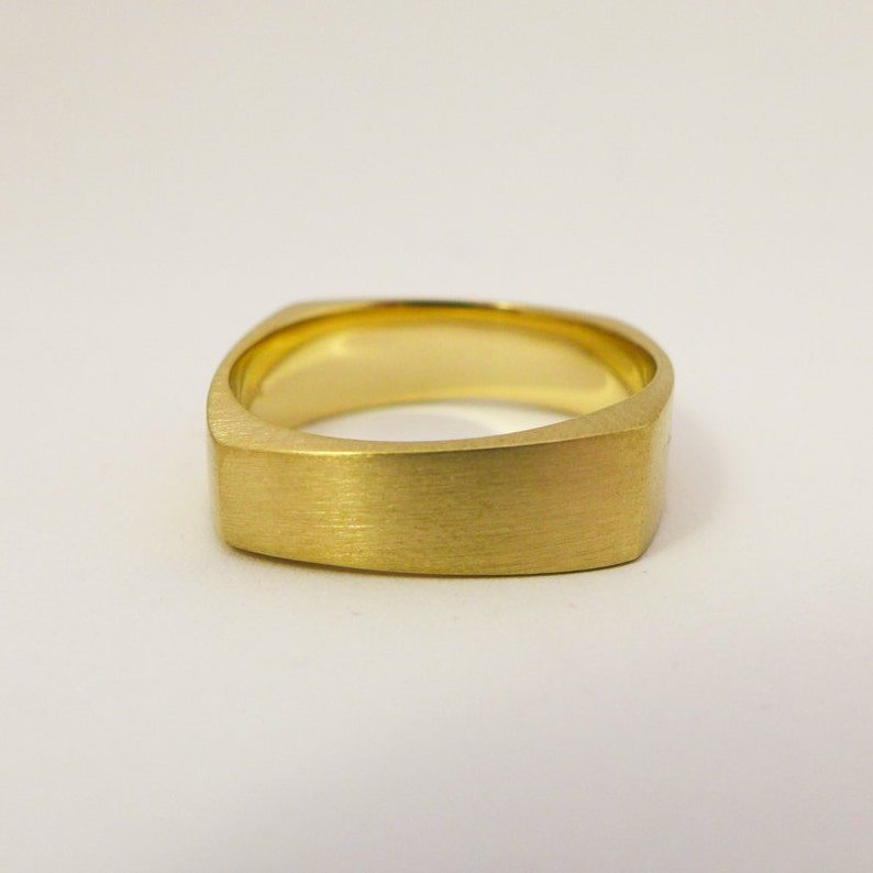 Unique Square Wedding Ring for Men and Women Handmade of 14K / | Etsy