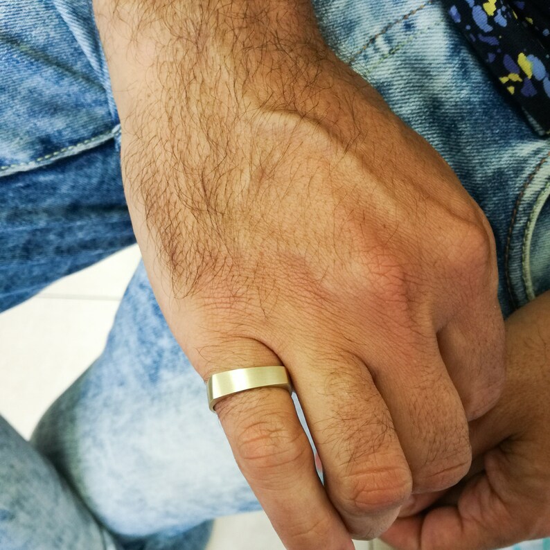 Unique Square Wedding Ring for Men and Women Handmade of 14K / | Etsy