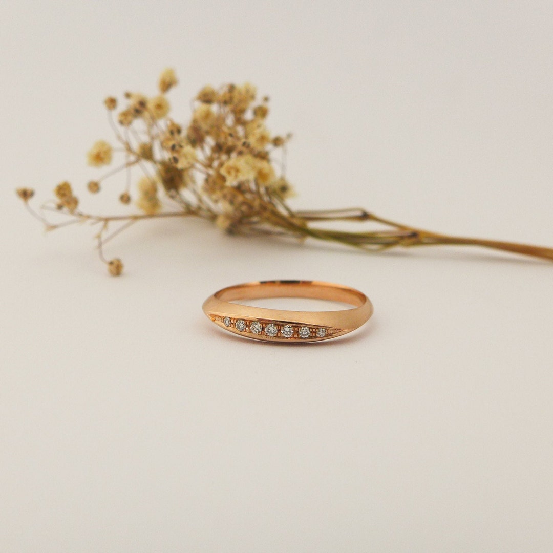 Dainty Diamonds Ring for Women Handmade of 14K / 18K White, Yellow or ...