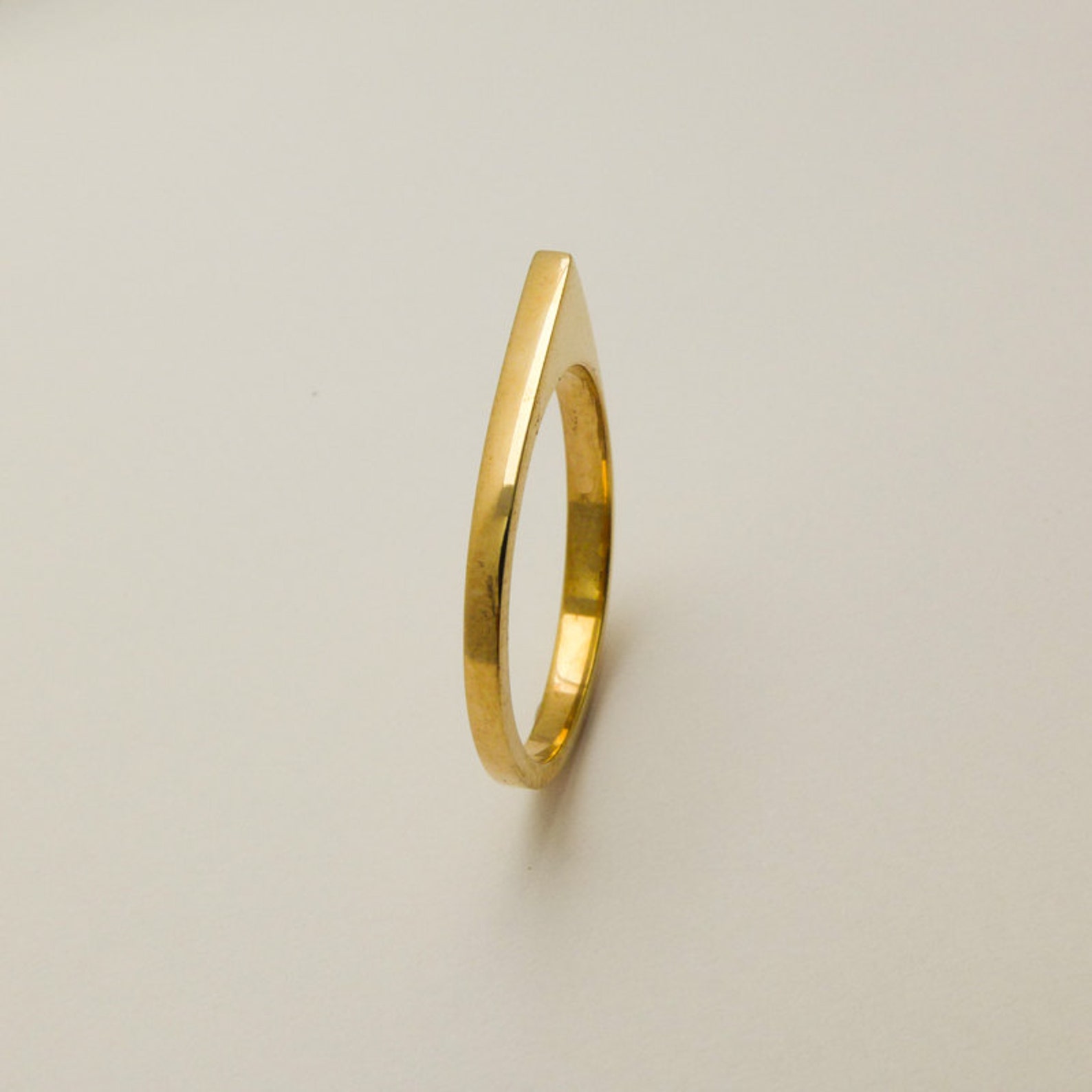 Geometric Wedding Ring Handmade of 14K / 18K Solid Gold Thin - Etsy