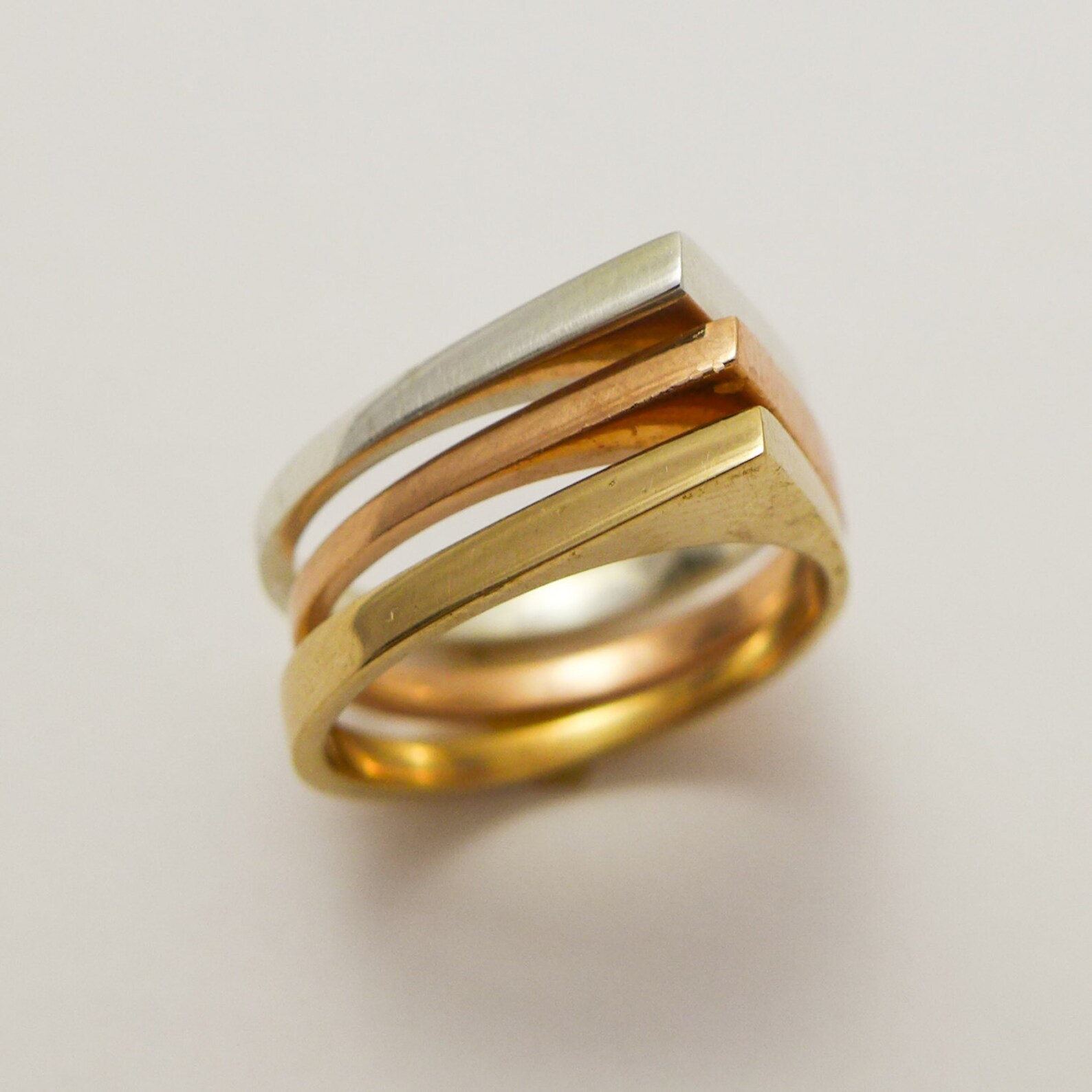 Modern Stacking Rings Set Geometric 14K /18K Solid Gold | Etsy