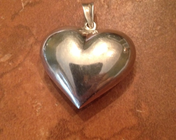 Vintage Sterling Silver Heart Pendant Puff 3D 925 6 Grams - Etsy