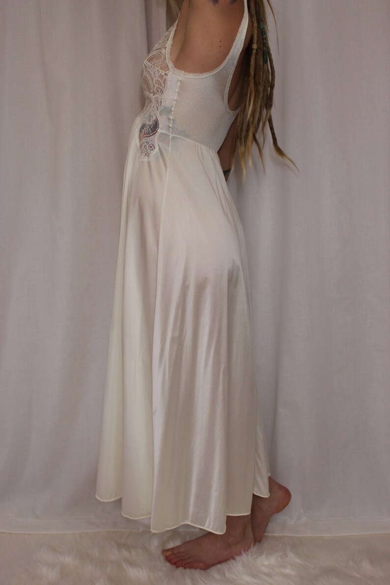 Vtg 80s Olga Rare Style 92060 White Lace Bodice Long Nightgown Etsy