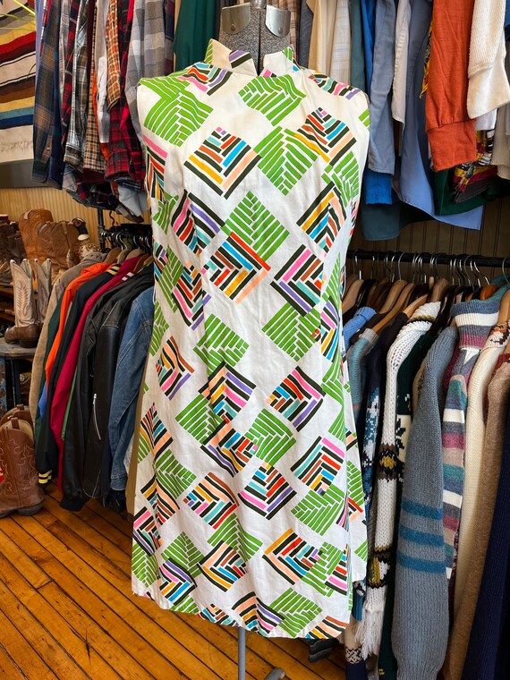 Vtg 60s colorful mod geometric print dress - Gem