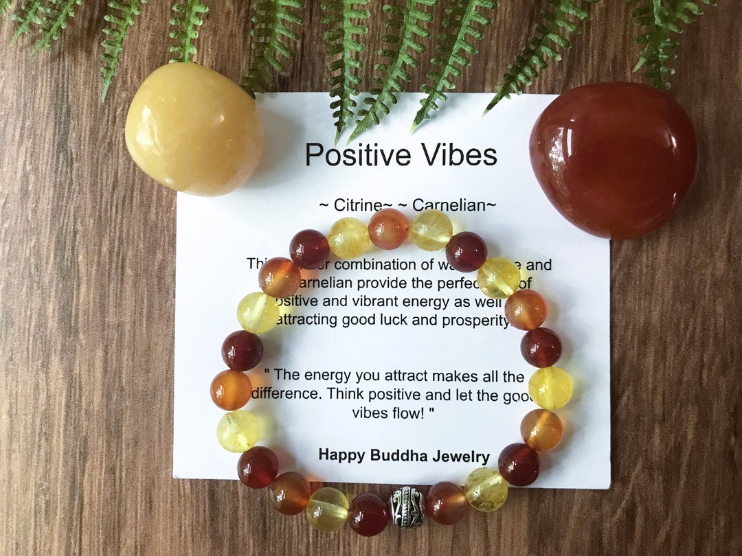 Positive Vibes Gemstone Bracelet Citrine and Carnelian Stones Positive ...