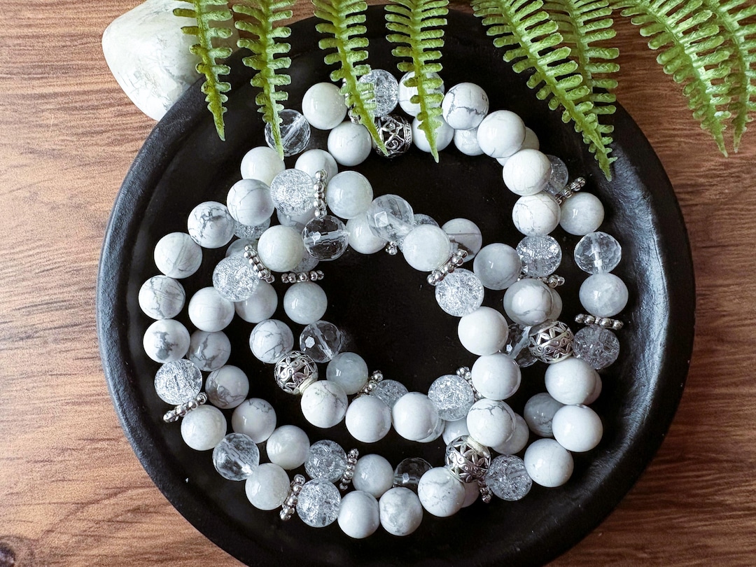 Reiki Infused Gemstone Bracelet: Moonstone, Howlite, Clear Quartz ...