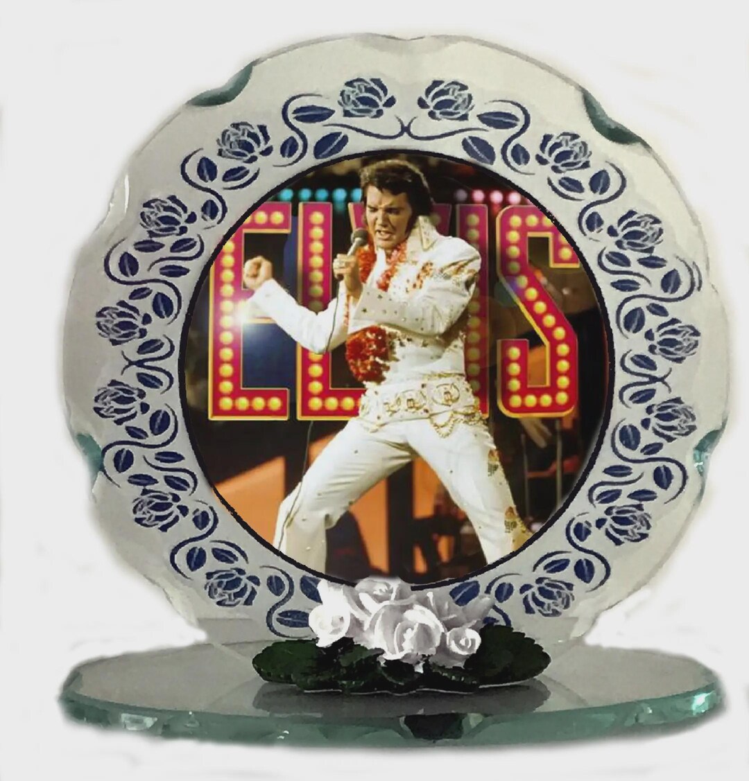 Elvis Presley, Smile, Hound Dog, Cut Glass Round Plaque, by Cellini ...