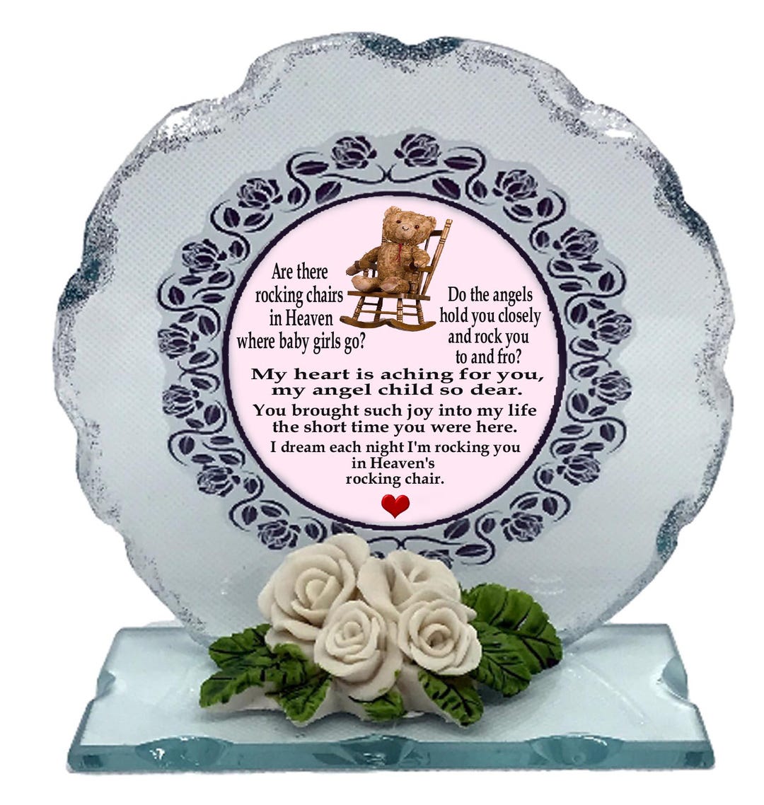 Heavens Rocking Chair, Cut Glass Plaque, Memorial for Baby Girl by ...