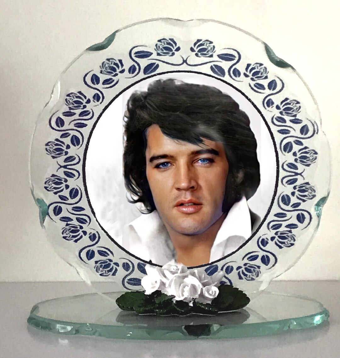 Elvis Presley, Smile, Hound Dog, Cut Glass Round Plaque, by Cellini ...