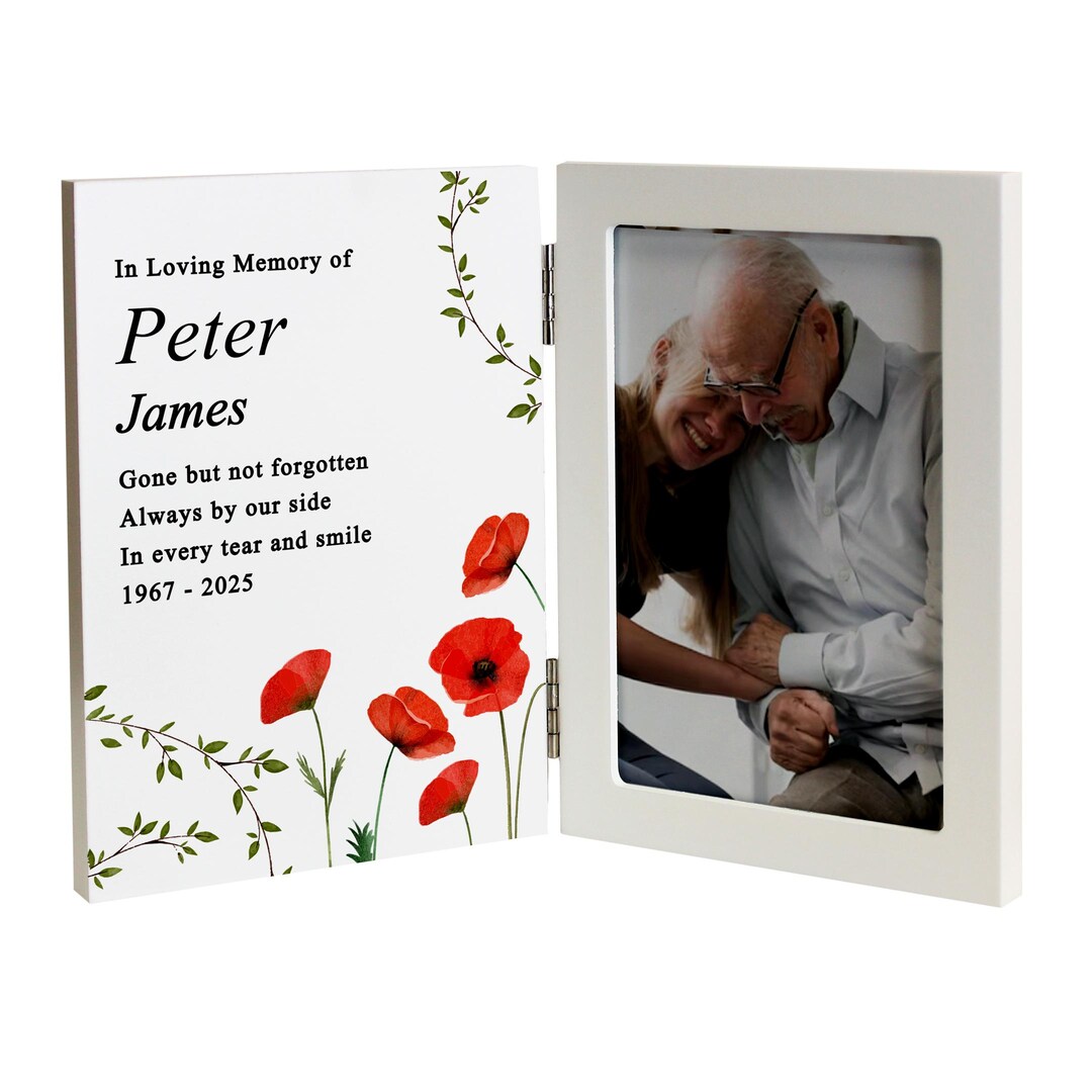 Personalized Memorial Photo Frame: Poppy Design, Hinged Wood, 6x4 - Etsy