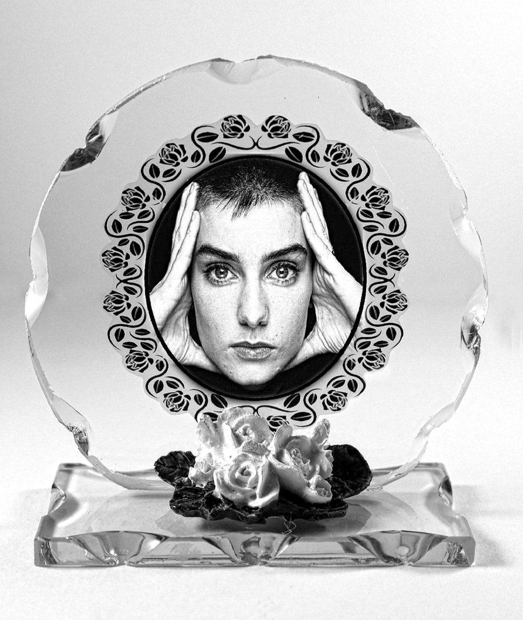 Sinéad O'connor, Nothing Compares 2 U, Cut Glass Round Plaque , B & W ...