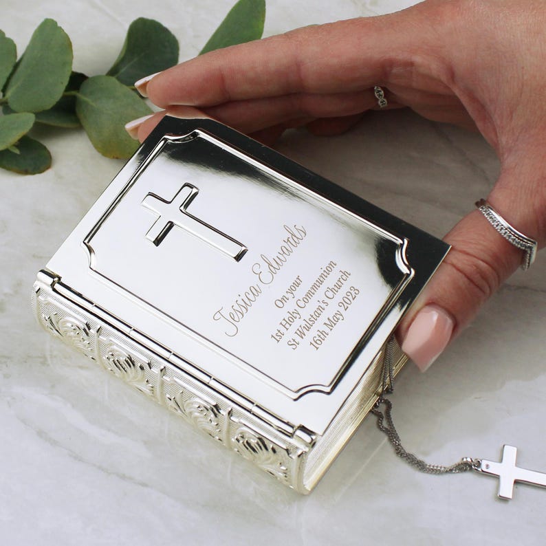 Personalised Bible Trinket Box: Silver Rosary Bead Keepsake - Etsy