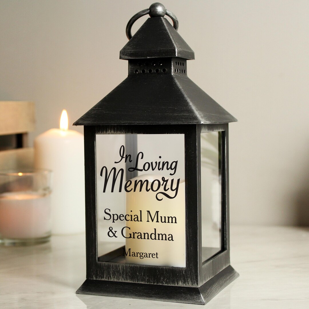 Personalised in Loving Memory Rustic Black Lantern by Cellini Candles ...