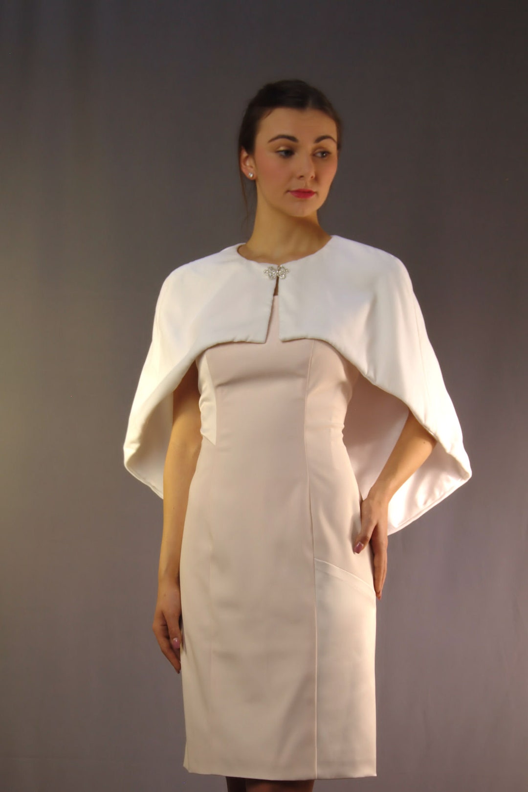 Silk Velvet Capelet With Crystals Clasp - Etsy