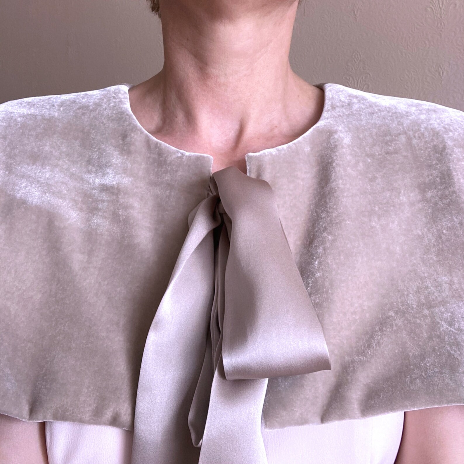 Silk Velvet Short Cape Capelet Wrap With Satin Bow - Etsy