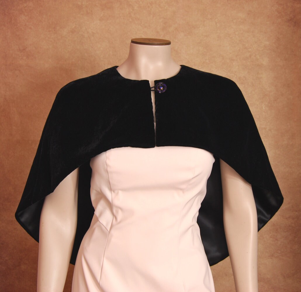 Silk Velvet Short Cape Capelet Wrap With Glass Button - Etsy