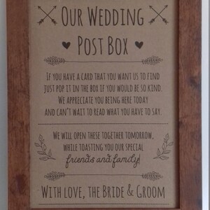 Rustic A4 Wedding Post Box Sign, Instant Digital Download - Etsy