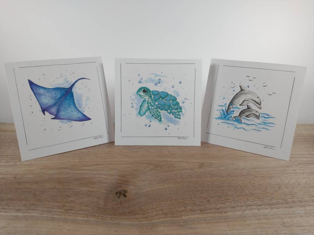 Note Cards - Sea Creatures - Etsy
