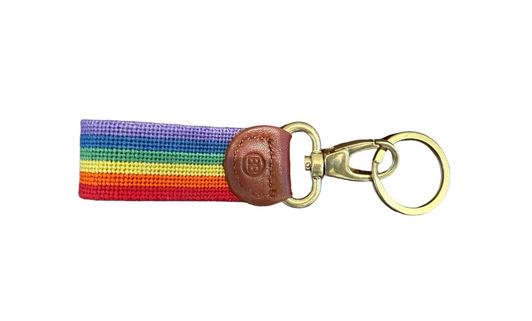 Rainbow Needlepoint Key Fob: Lobster Clasp Keychain - Etsy