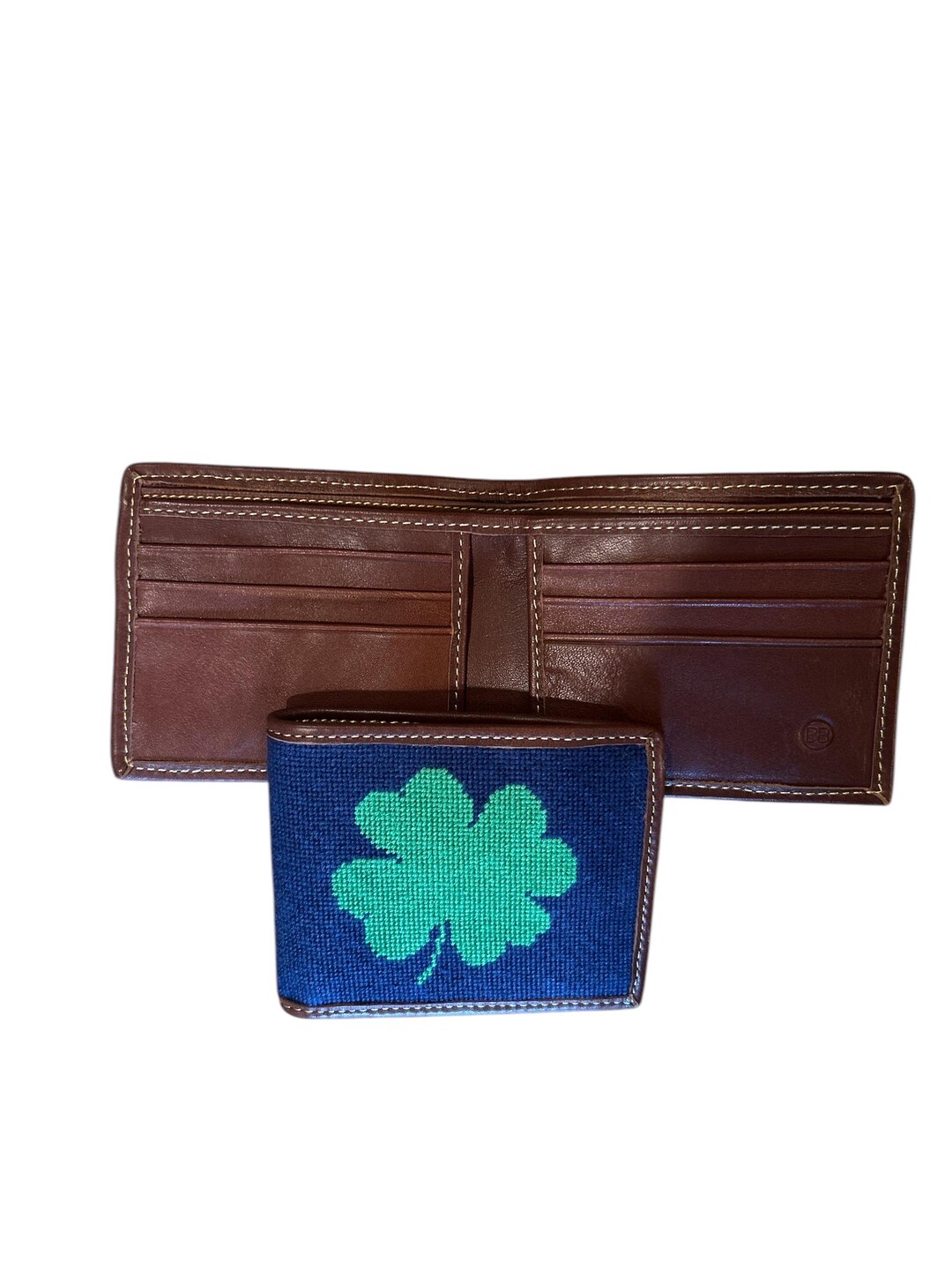 Needlepoint Wallet - Emerald Green Needlepoint Clover Leather Wallet - Etsy
