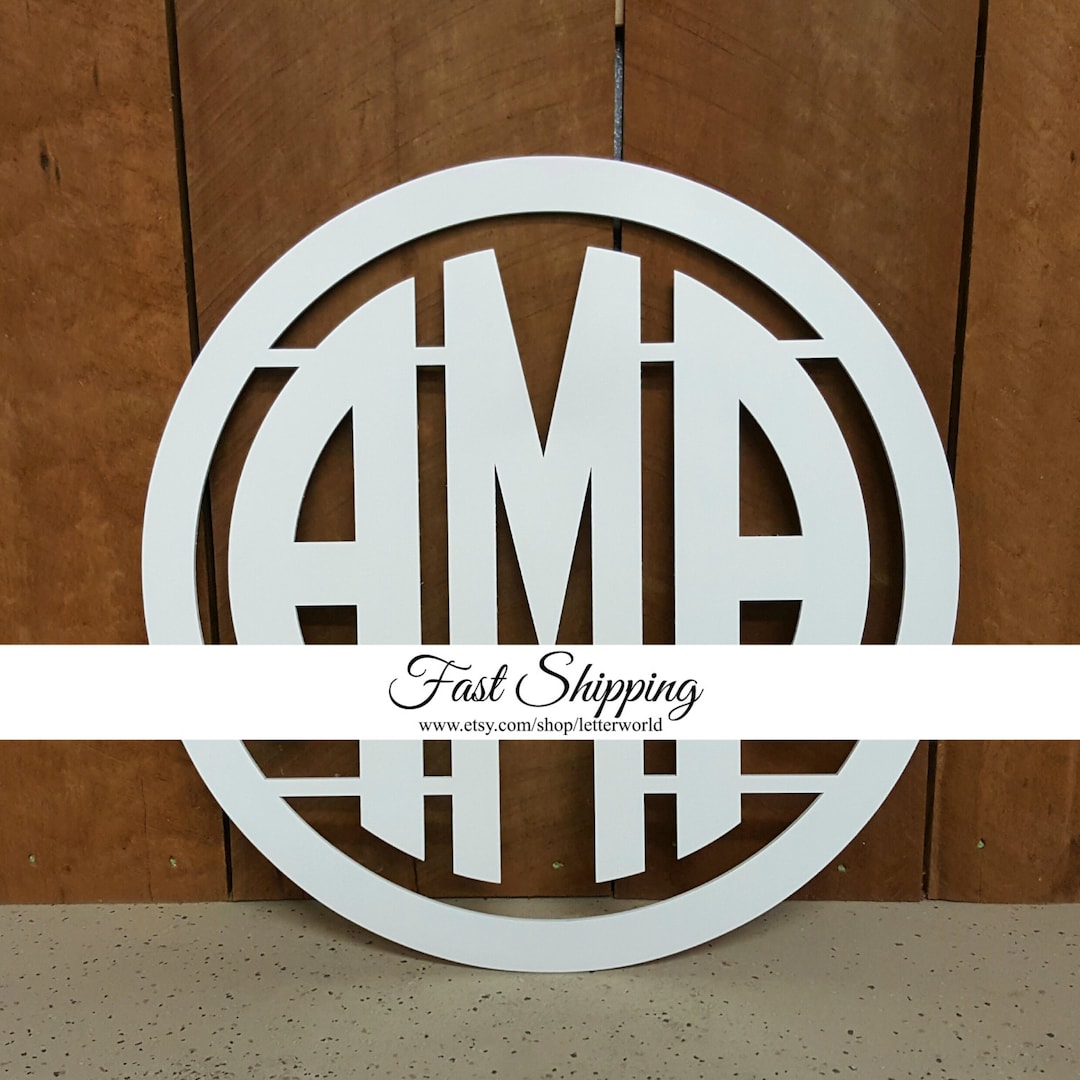 PAINTED Wooden Monogram - Circle Monogram - Monogram Door Hanger ...