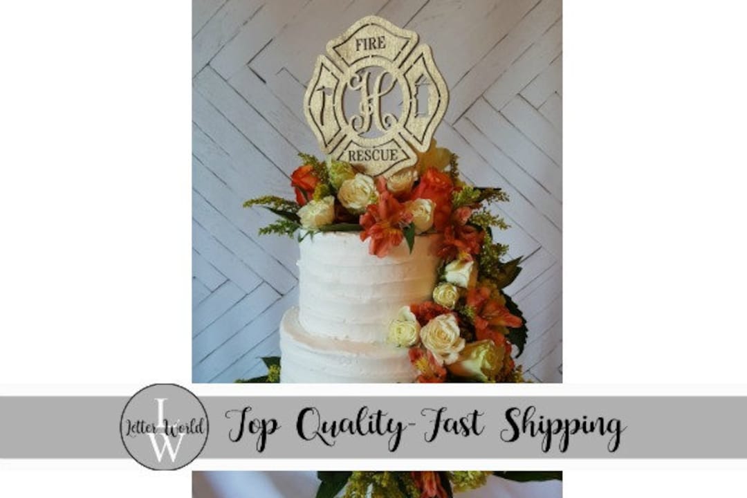Personalized Cake Topper - Fire Rescue - Wood Cake Topper - Maltese ...