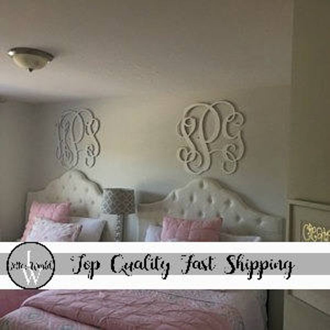 PAINTED Wooden Letters - Dorm Room Monogram - Wooden Monogram Wall ...