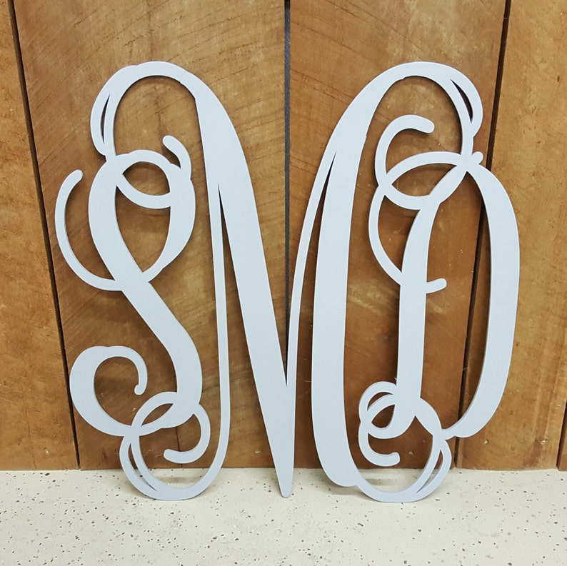PAINTED Wooden Initials Vine Script Monogram Monogram Door | Etsy
