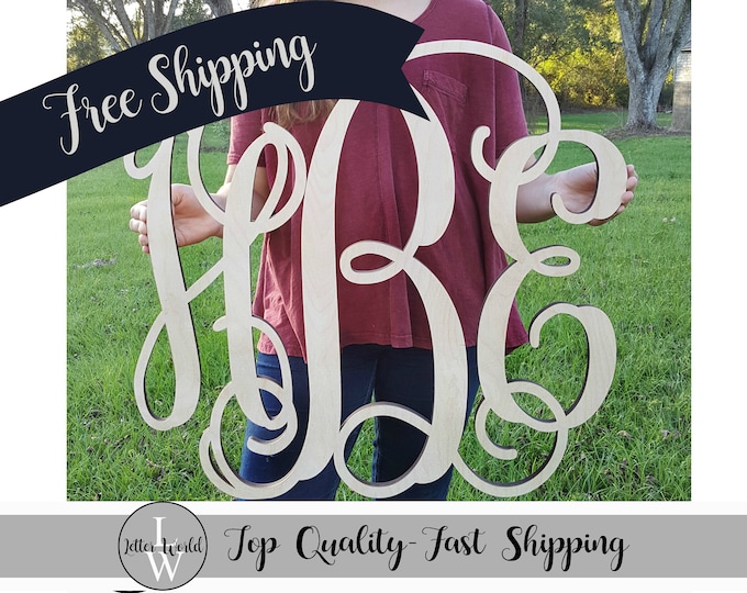 FREE FAST SHIPPING Wooden Monogram Wall Hanging Wooden - Etsy