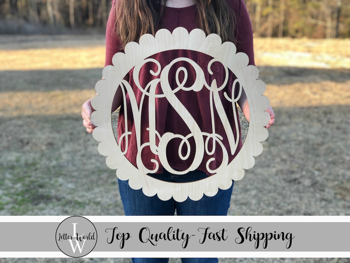 PAINTED Wooden Initials Monogram Wall Hanging Wooden - Etsy