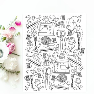 Sewing & Crafts | Coloring Page Digital Printable - Etsy