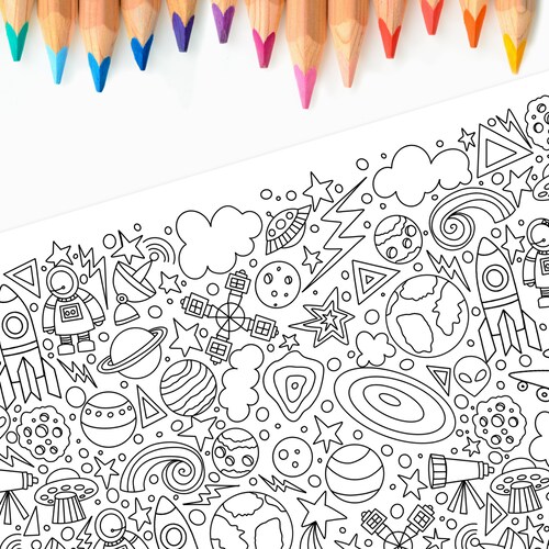 Space Astronomy & Science Hand-drawn Coloring Page Printable | Etsy