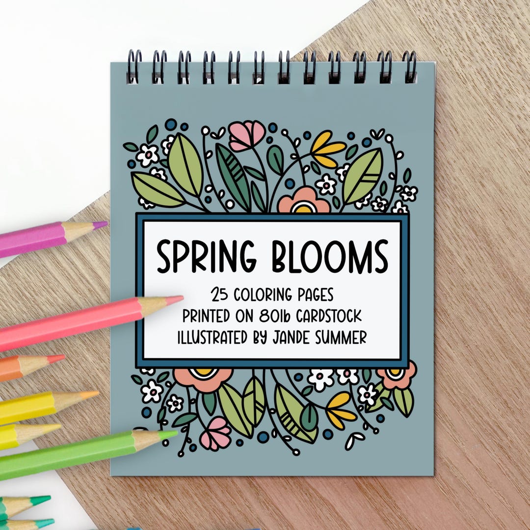 Spring Blooms Mini Coloring Book 25 Cardstock Pages | Spiral Bound ...
