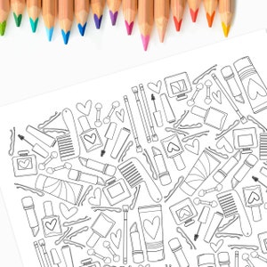 Personalized Coloring Page Make up & Cosmetics | Add Your Text | Self ...