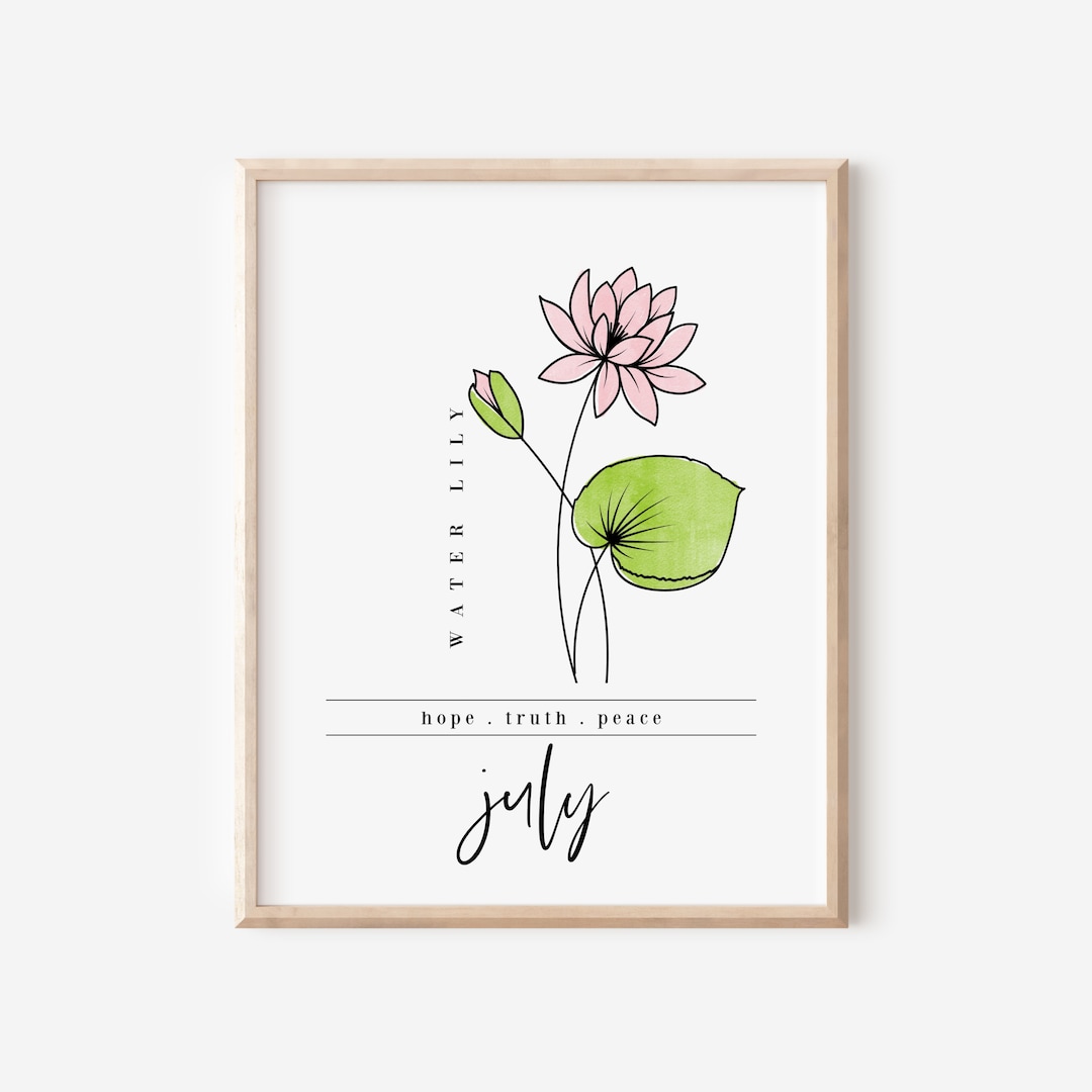 July Water Lily Birth Flower Digital Art Printable | Garden Inspired ...