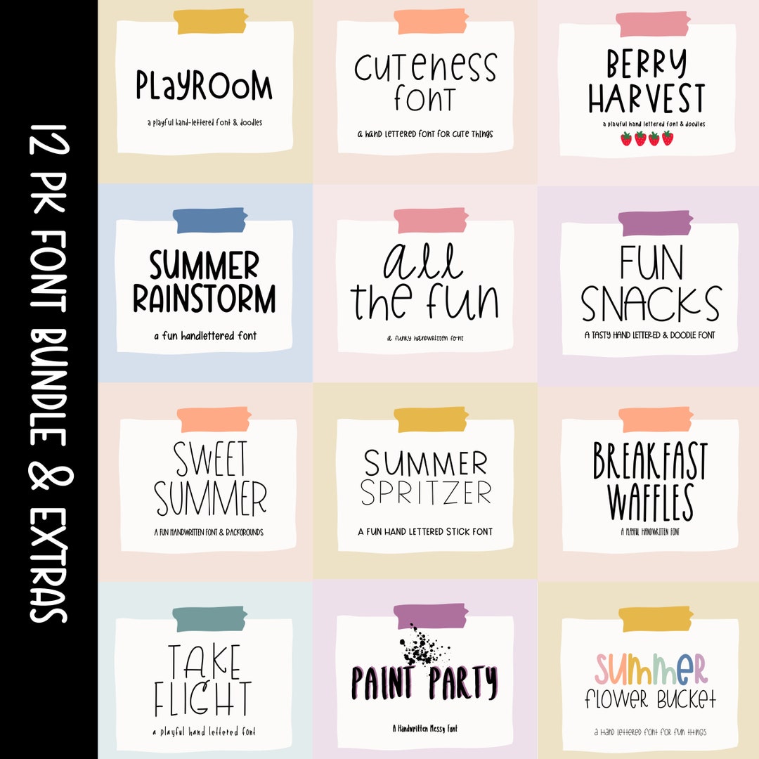 12 Font Bundle | Hand Lettered Display Craft Font | Classroom Fun ...