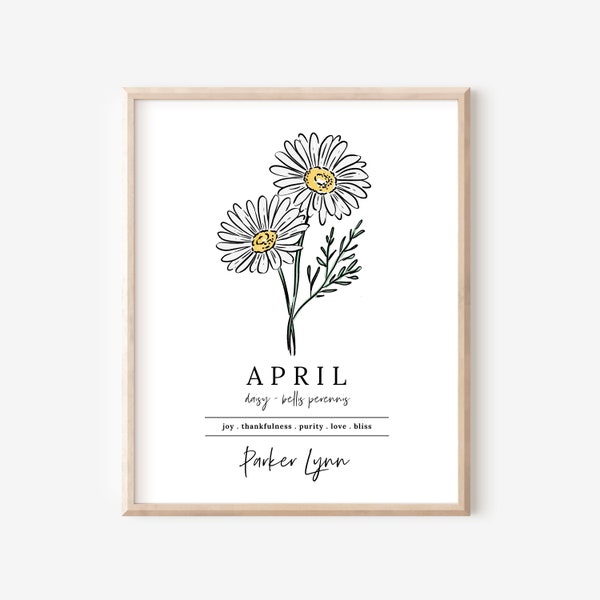 Birth Flower Daisy Art - Etsy