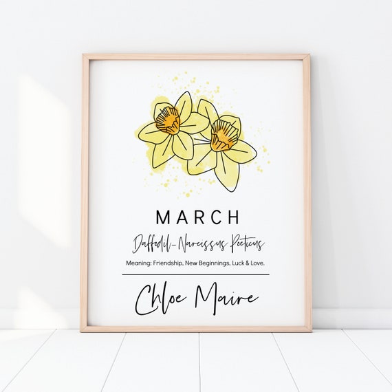 Botanical Art Printable Wall Art March Birthday March Birth Month ...