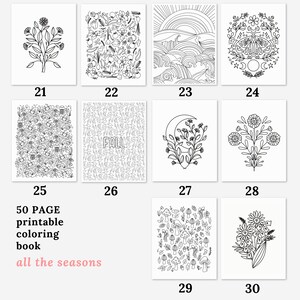 50 Coloring Pages | All the Seasons Digital Coloring Book Illustrations ...