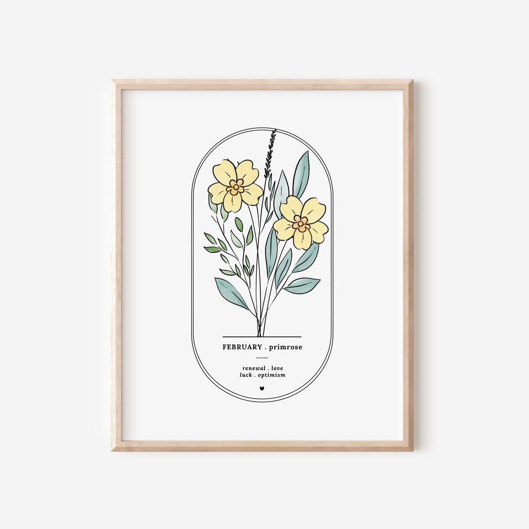 February Primrose Birth Flower Digital Art Printable Garden Inspired ...
