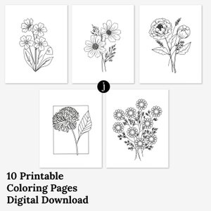 10 Pk Coloring Pages | Floral No. 3 Coloring Book Illustrations ...
