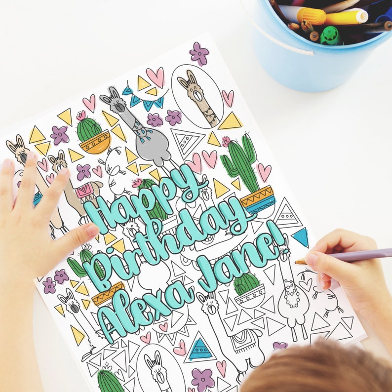 Cute Llamas & Cactus Hand-drawn Coloring Page Printable - Etsy