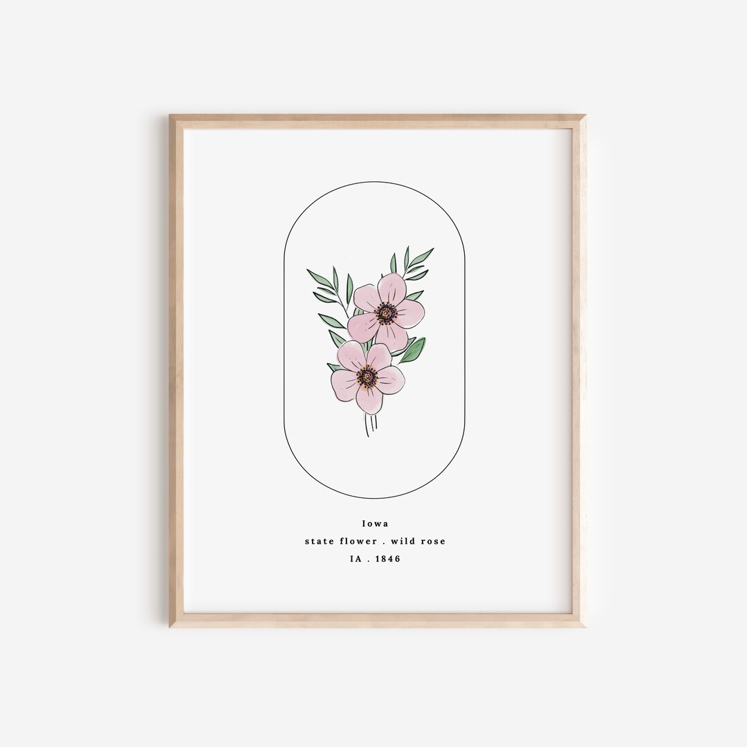 Iowa State Flower | Wild Rose Watercolor Floral Art Printable | Nature ...