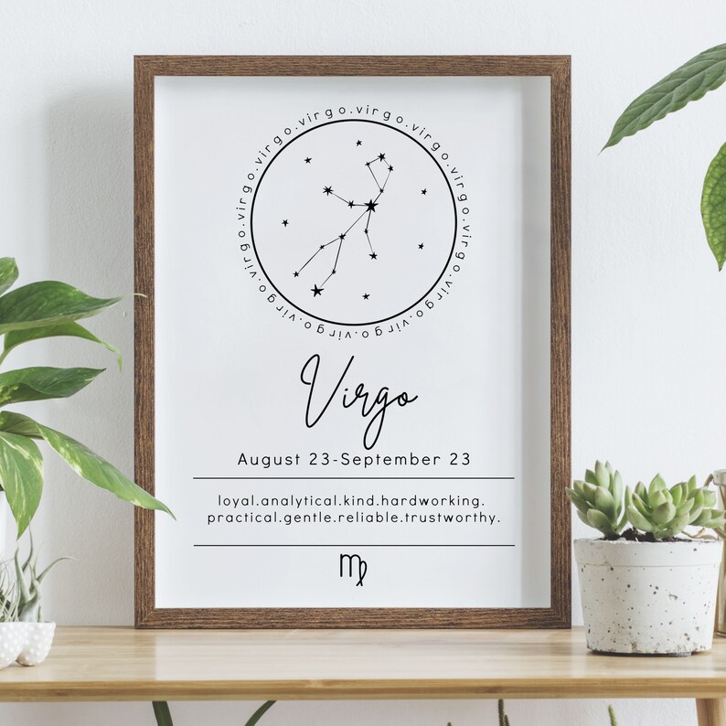 Virgo Zodiac Sign Astrology Chart Attributes Horoscope - Etsy